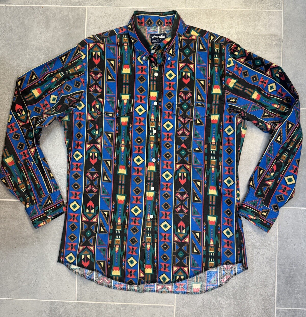 Vintage Wrangler Aztec Tribal Navajo Print Cowboy Fit… - Gem