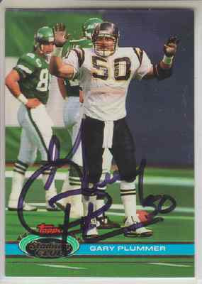 Autographed 1991 Stadium Club Gary Plummer - Chargers | eBay