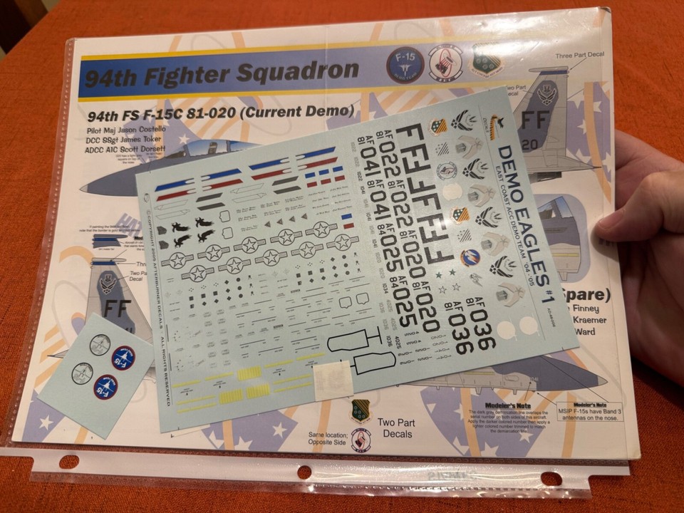 1/48 Scale Afterburner Decals 2004-2005 F-15C Demo Eagle Decal Sheet | eBay