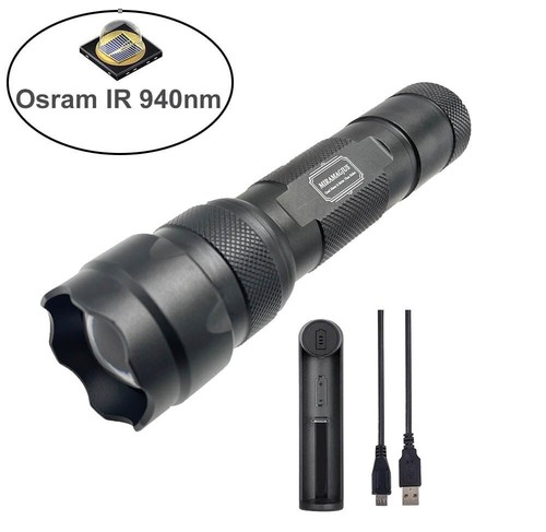 Miramagjus Zoom Infrared Illuminator IR 940NM Led Flashlight hunting ...