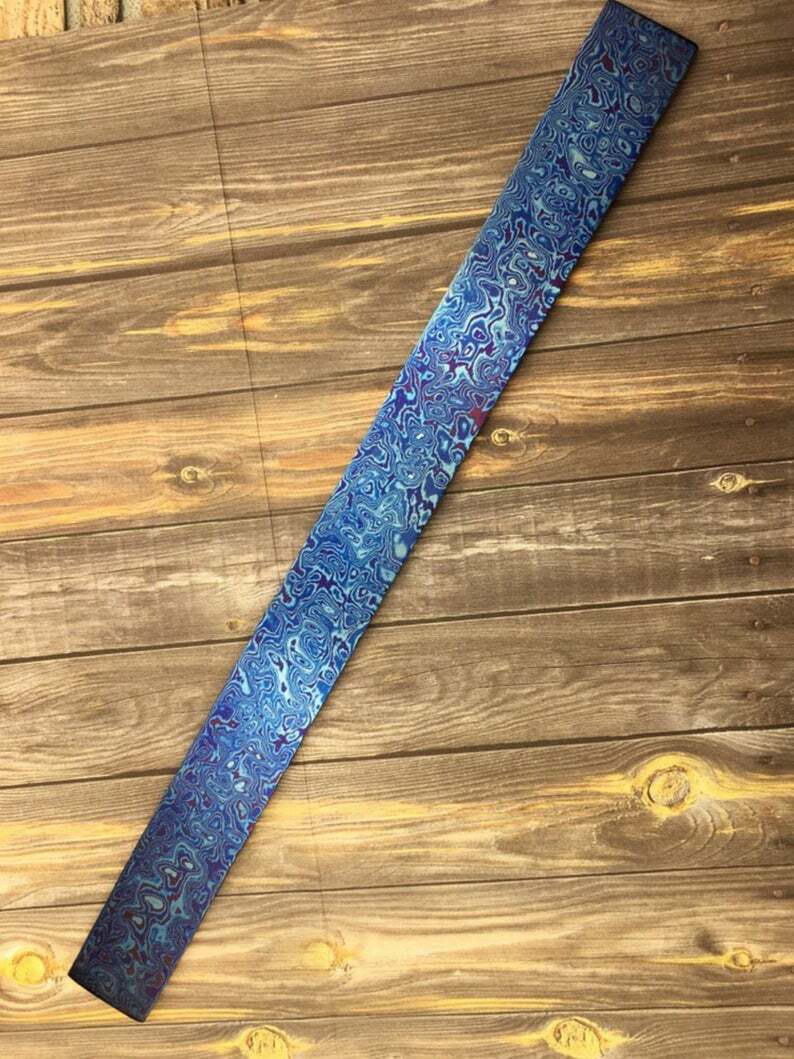 Titanium Damascus billet 14" x 2" x .2" - Timascus billet - Mokuti flat ...