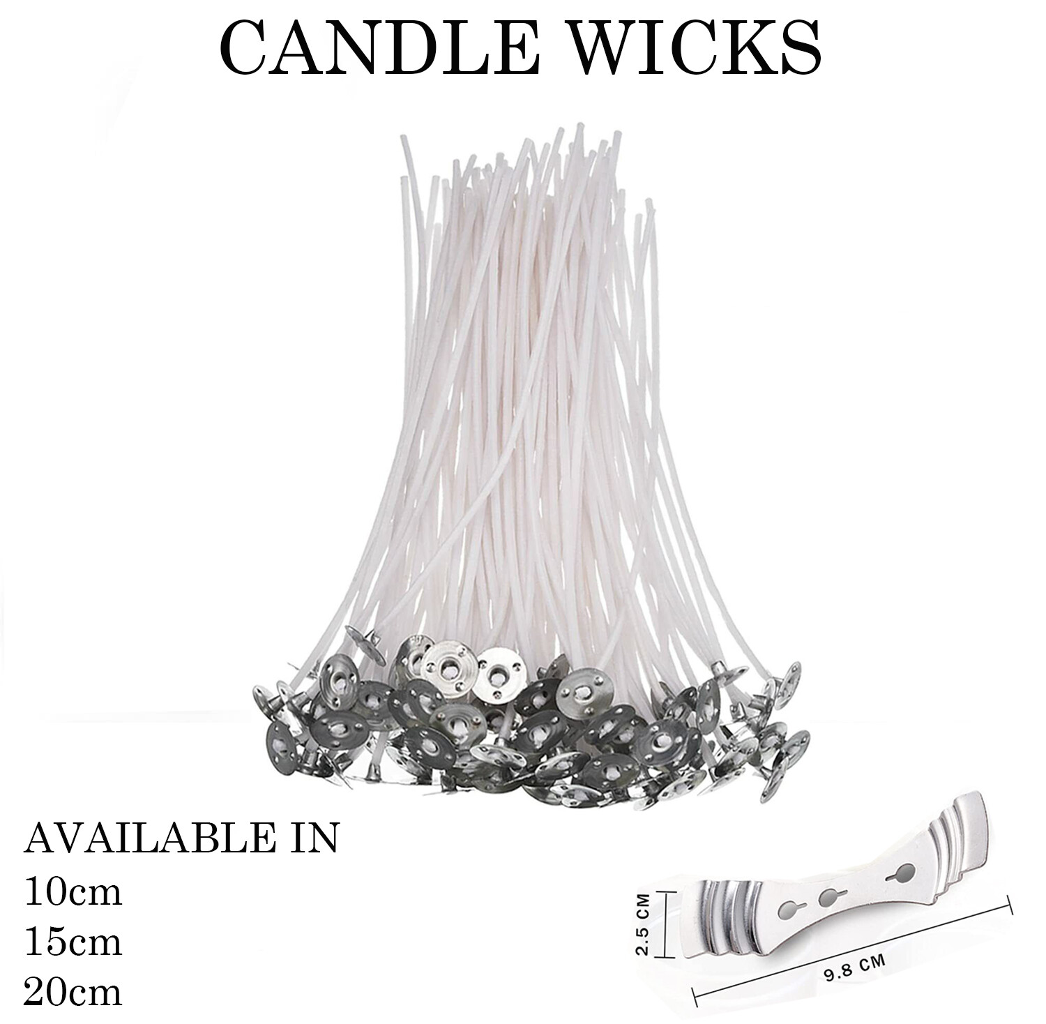 CANDLE WICKS PRE WAXED WITH SUSTAINERS LONG TABBED FOR CANDLE MAKING ...