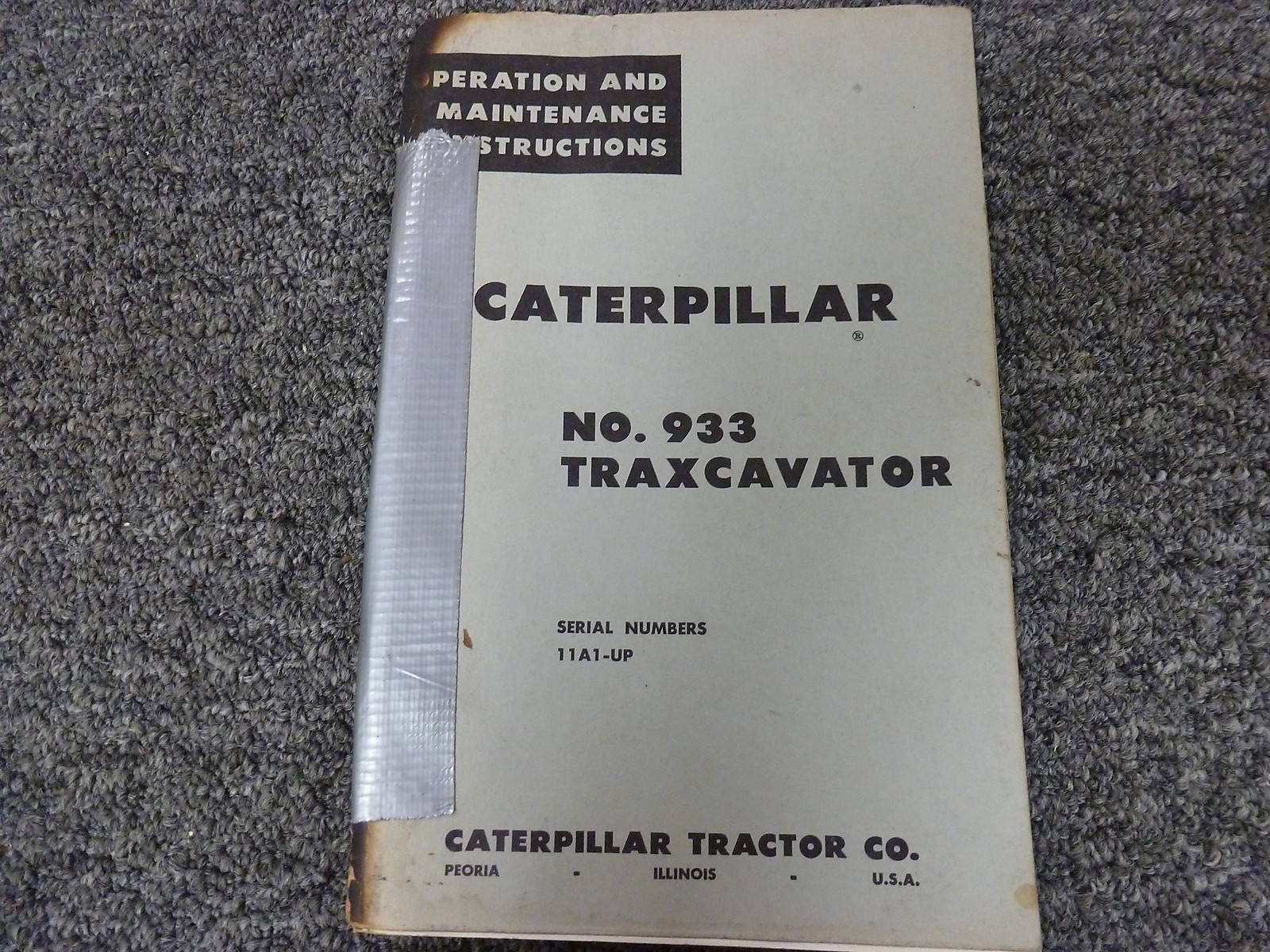 Caterpillar Cat 933 Traxcavator Owner Operator Maintenance Manual S/N ...