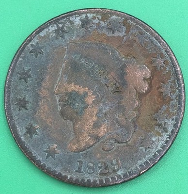 1829 Philadelphia Mint Copper Coronet Head Large Cent with Large ...