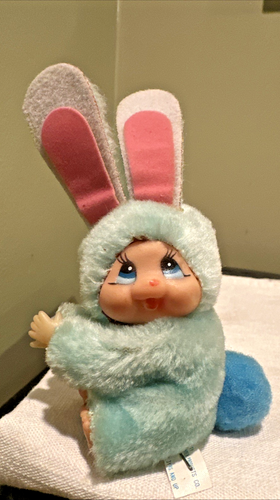 Vintage 1980s Monchichi Green Rabbit Easter Bunny Rabbit Pencil Hugger ...