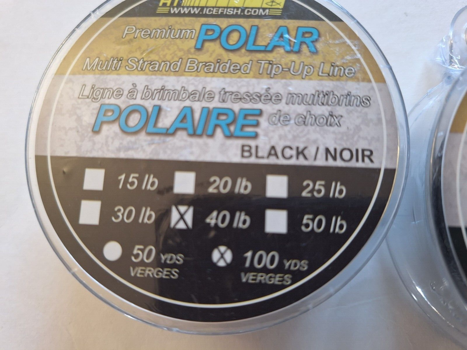 2 HT Enterprises POLAR 40lb 100yds Multi-Strand Braided Tip-Up Ice ...