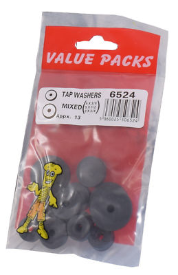 Assorted Rubber Flat Tap Washers for Sink, Bath & Taps Sizes 3/8", 1/2 ...