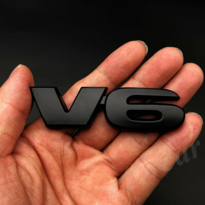 Metal Matte Black V6 Car Trunk Rear Fender Emblem Badge Decal Stickers ...