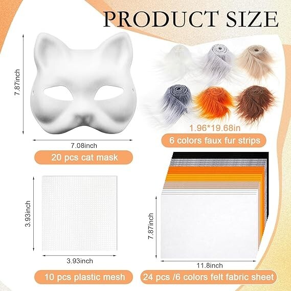 DIY Therian Mask Kit - Blank Cat Mask, Felt, Faux Fur, Eye Mesh for ...