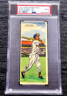 1955 TOPPS DOUBLEHEADER HANK AARON CARD #105/106 ****NO CREASES**** PSA ...