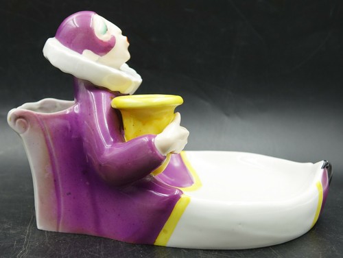 Germany Art Deco Goebel Porcelain Pierrot Figural Inkwell with Tray, ca ...