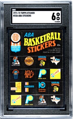 1971-72 Topps Sticker #23A ABA Logo Stickers SGC 6 EX NM Rockets Pacers ...