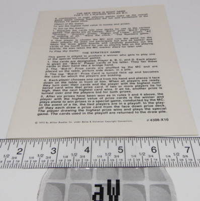 1973 The New Price is Right Board Game Instruction Manual Rules Part ...