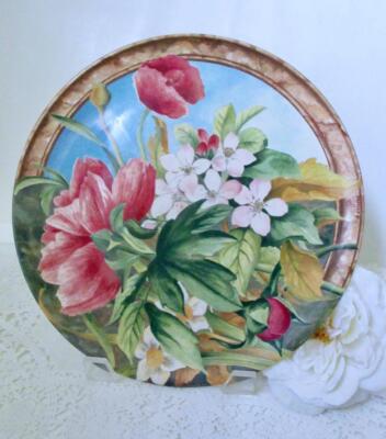 Gien France Volupte 12" Cake Plate or Round Platter Floral Dominique ...