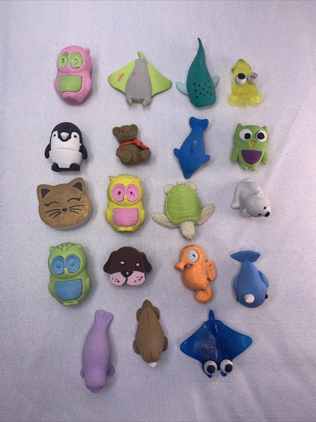 Lot Of 19 Animal Erasers - Owls-Cat-Dogs-Sea Animals-Teddy Bear SXM1 | eBay