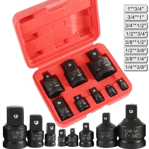 8 pcs Air Impact Reducer Adaptor Set CR-MO Air Impact Socket Adapter ...