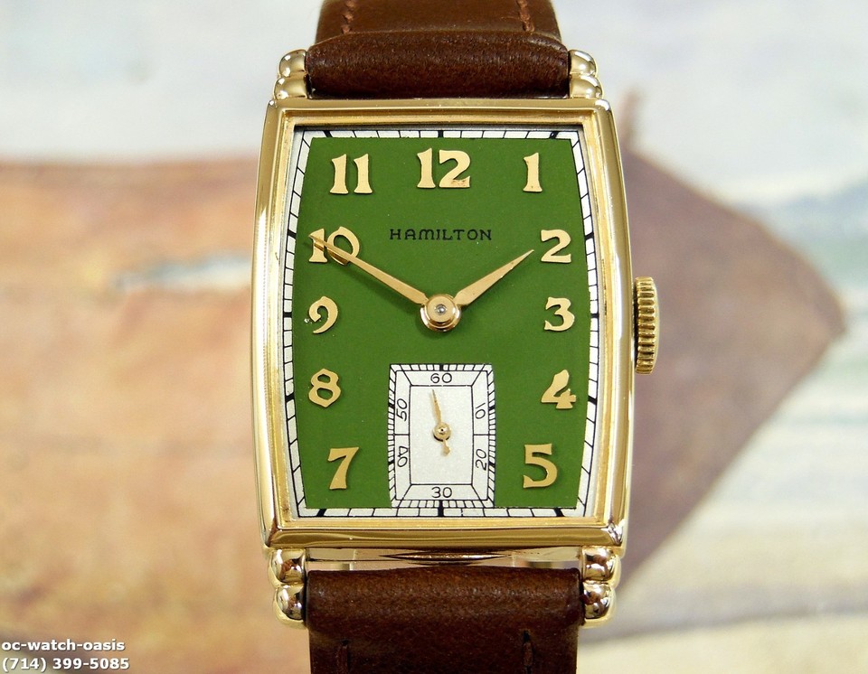 1942 Vintage HAMILTON MYRON, Stunning GREEN Dial, Serviced, 1 Year ...
