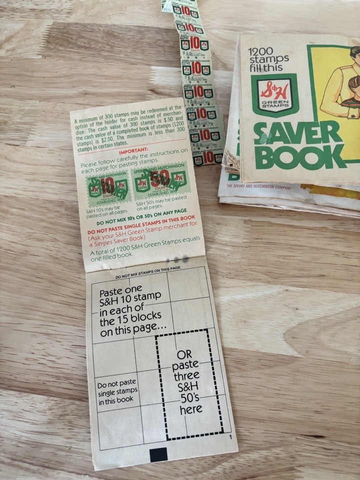 Vintage Lot of 20 S&H Green Stamps Quick Saver Book Lot, Stamps 1964 65 ...