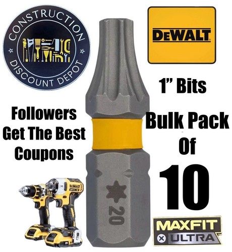 Bulk 10 Pack T20 Torx DeWalt Maxfit Ultra Bit Set 1in. IMPACT READY 1 ...