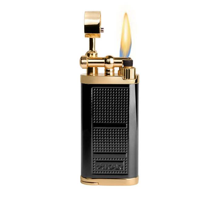 XIKAR Pipeline Soft Flame Lighter, Flint ignition, Black Gold, Lifetime ...