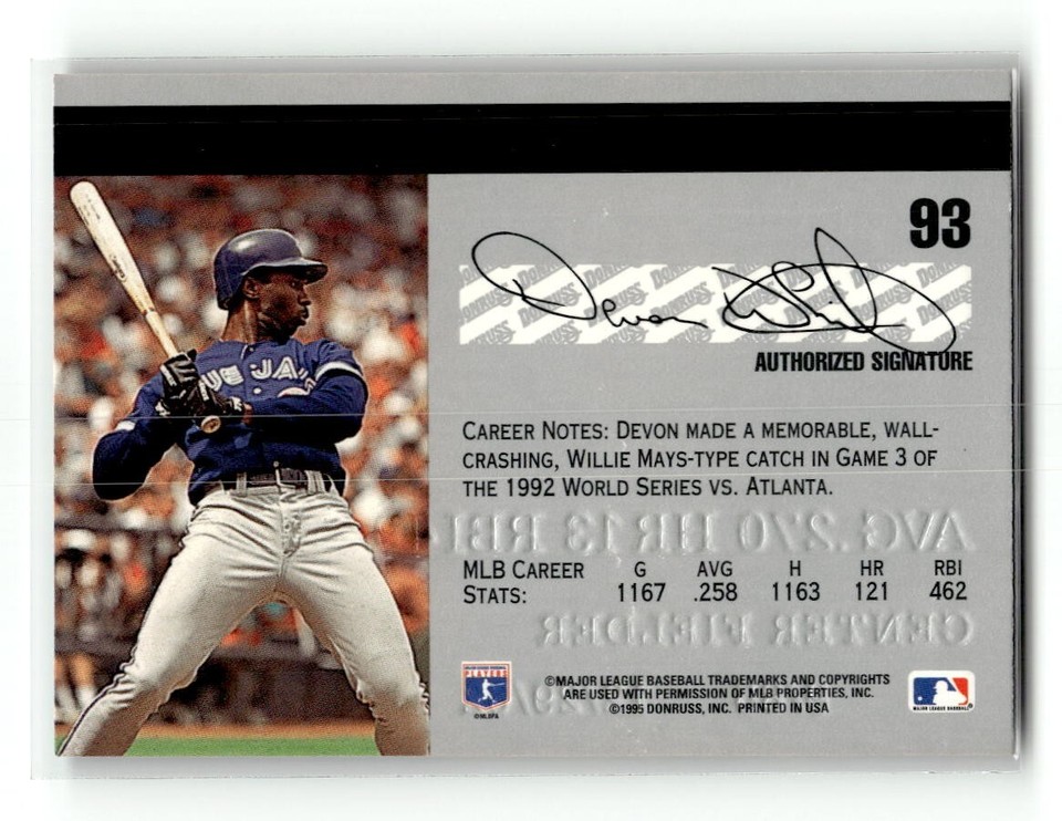 1995 Studio Baseball #93 Devon White Toronto Blue Jays | eBay