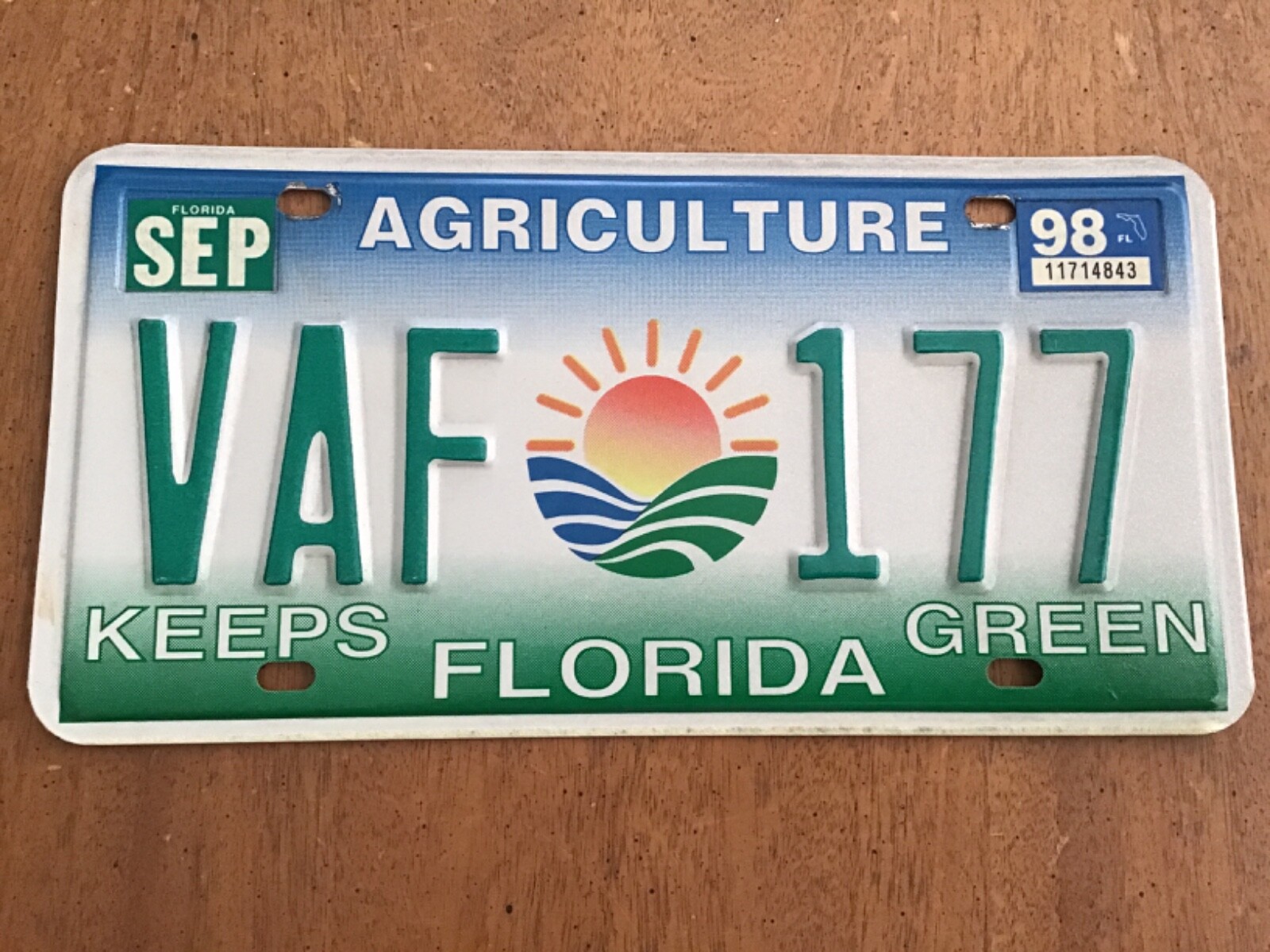 1998 Florida Agriculture License Plate Tag Specialty VAF 177 Keeps ...