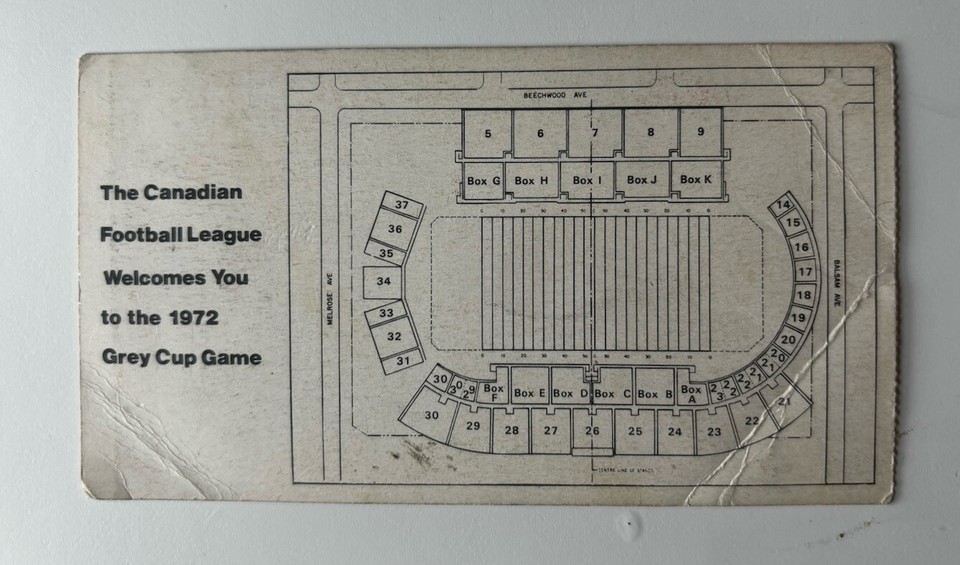 CFL 1972 Grey Cup Ticket Stub | eBay