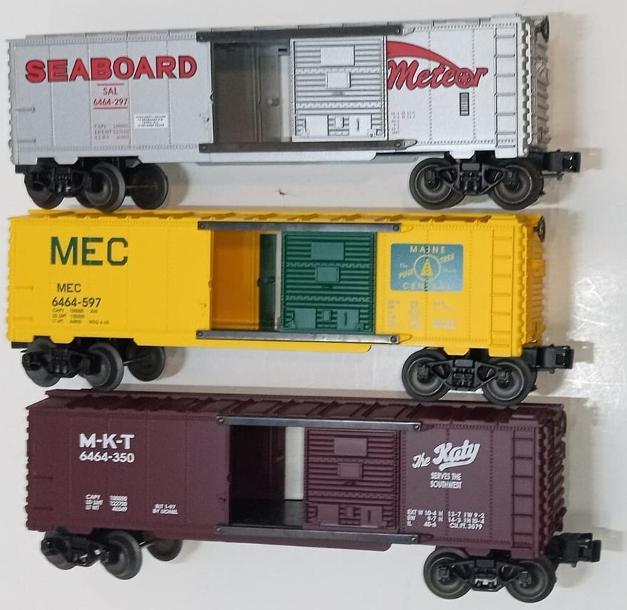 5-Lionel Trains Box Cars 6464-297, 6464-597, 6464-350 with Boxes Used ...