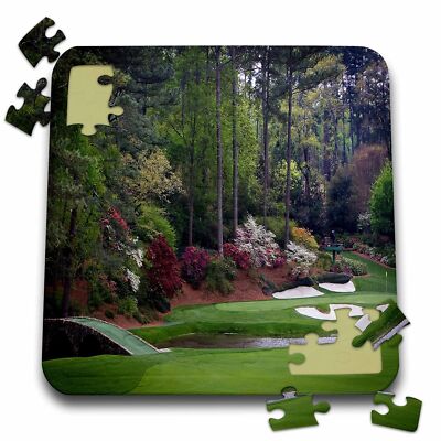 3dRose Augustas Amen Corner Golf Course - Golfers on Bridge 10x10 Inch ...