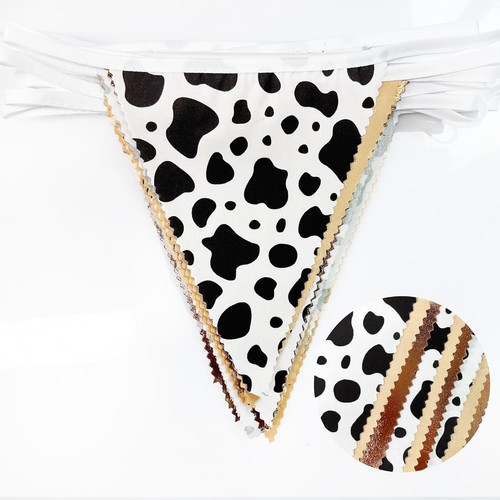 32Ft Cow Party Decorations Western Cowboy Triangle Flag Fabric Banner ...