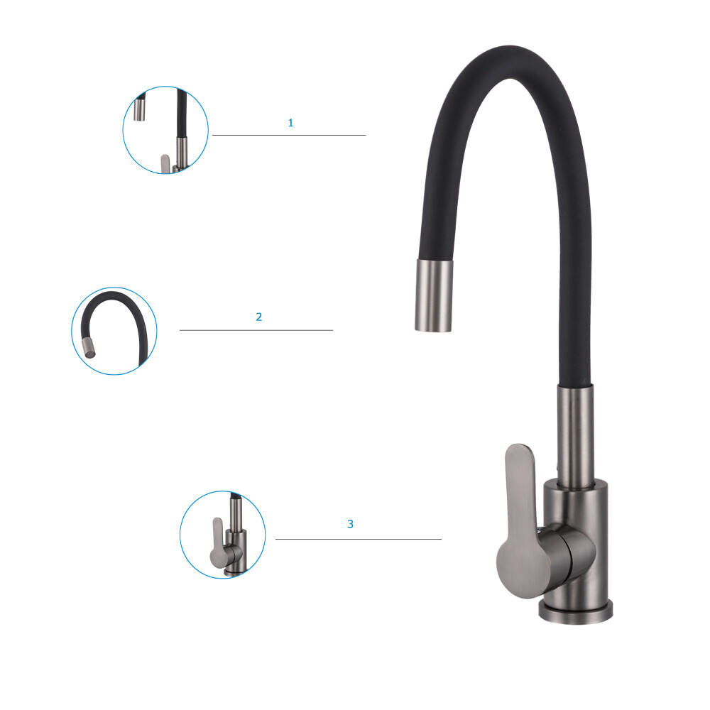 Kitchen Sink Tap Flexible Mixer Flex Tap Rubber Spout UK | eBay UK