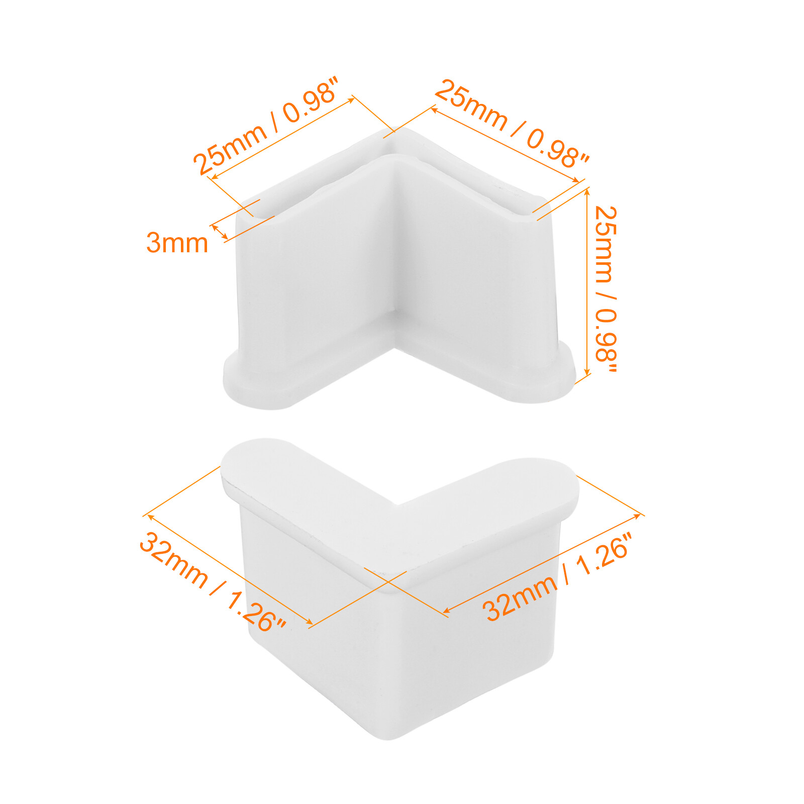 10Pcs L Shape Leg Pads, 1" x 1" PVC Furniture Leg Cover Protectors ...