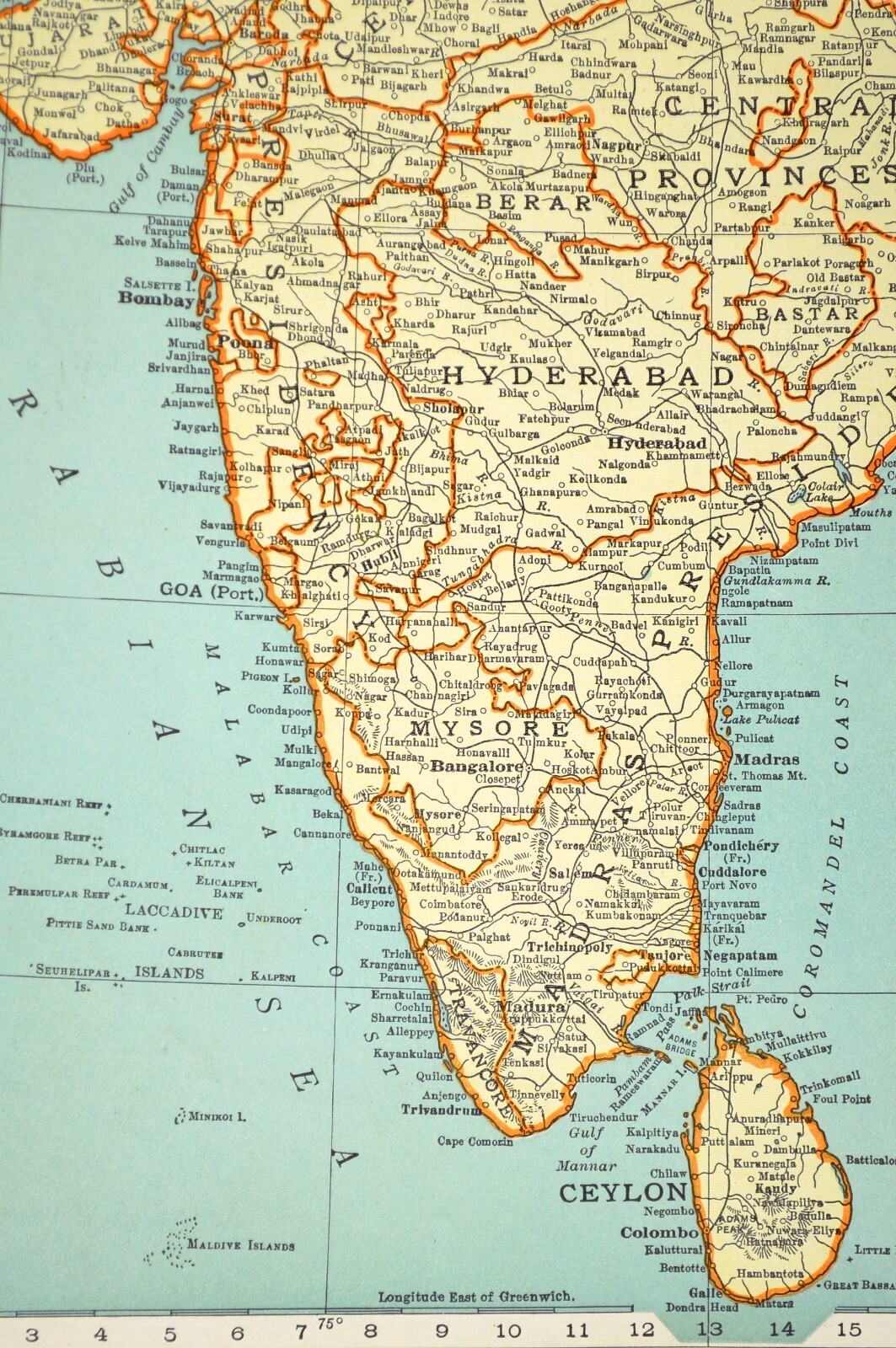 ca 1936 Antique INDIA Map Vintage Map of | Grelly USA