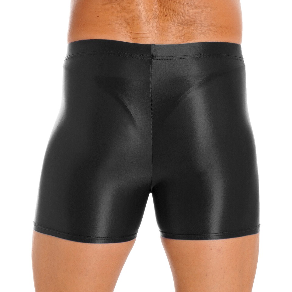 Men's Shiny Glossy Low Rise Boxer Shorts Elastic Waistband Hot Pants ...