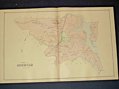 1884 Ipswich, Rowley & Wenham, Ma., Map. Essex County. NOT A REPRINT ...