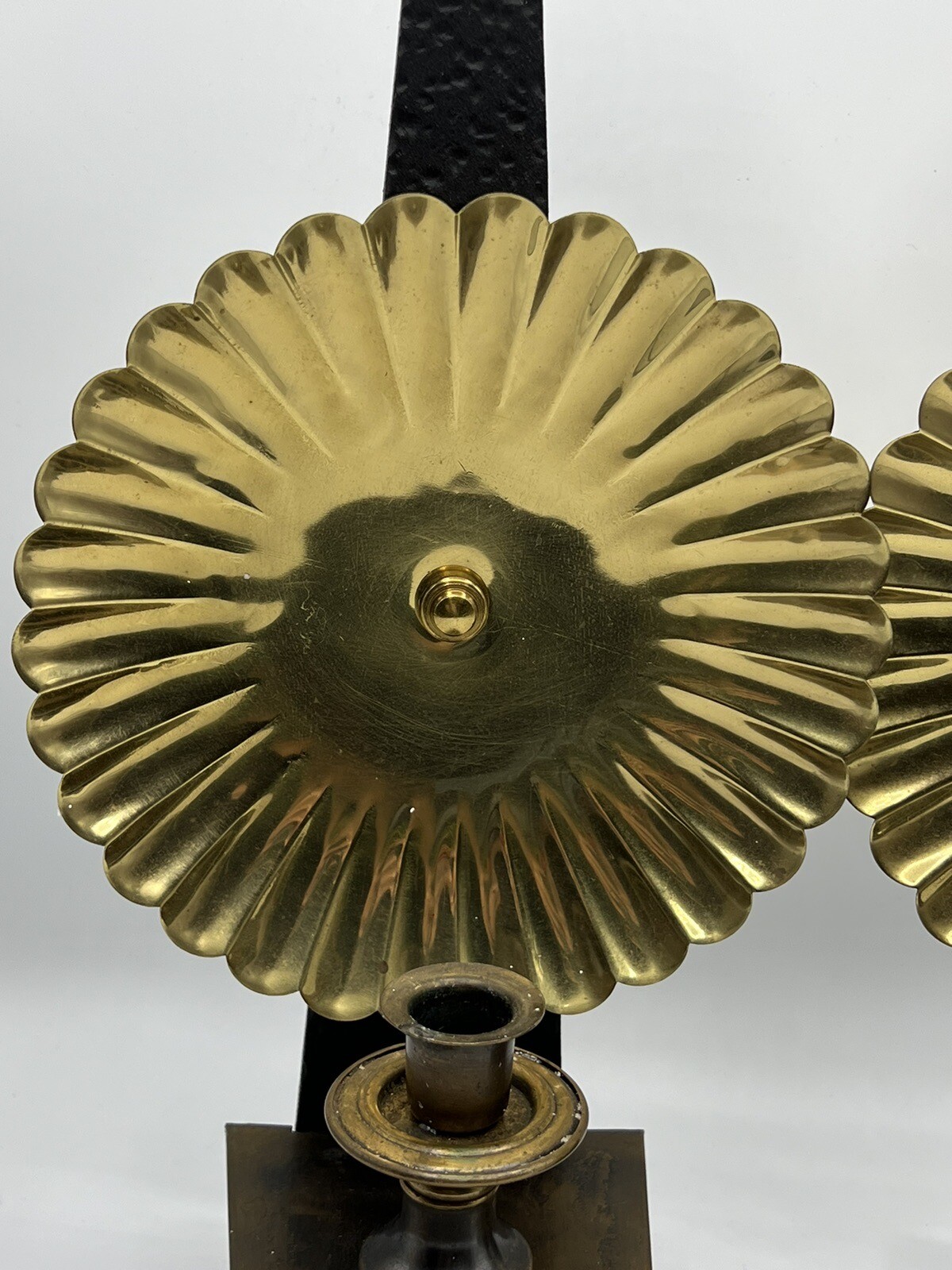 Tell City Colonial Candle Holder Reflector Wall Sconces Brass Iron 15.5 ...