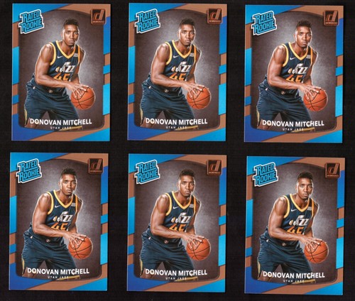 （6) 2017-18 Panini Donruss Donovan Mitchell #188 Rated Rookies RC Utah ...