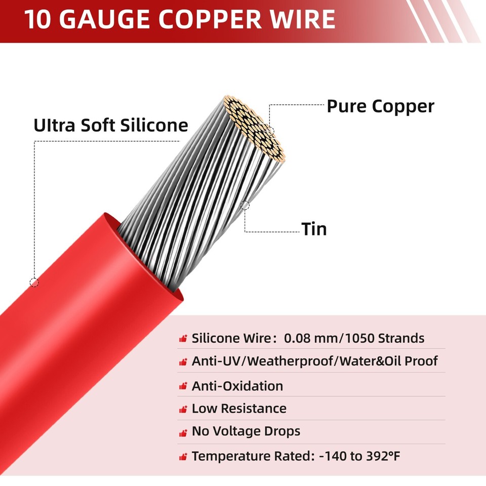 10AWG Battery Cable for Anderson 50A Plug Pigtail Wire Lead 50Amp ...