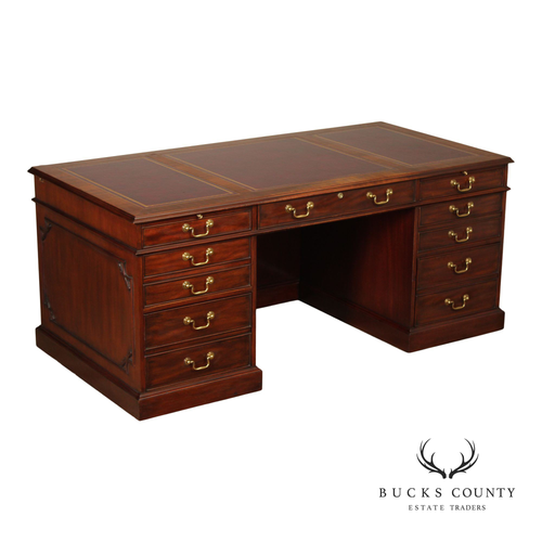 Henkel Moore Henkel Harris Mahogany Leather Top Executive Desk | eBay