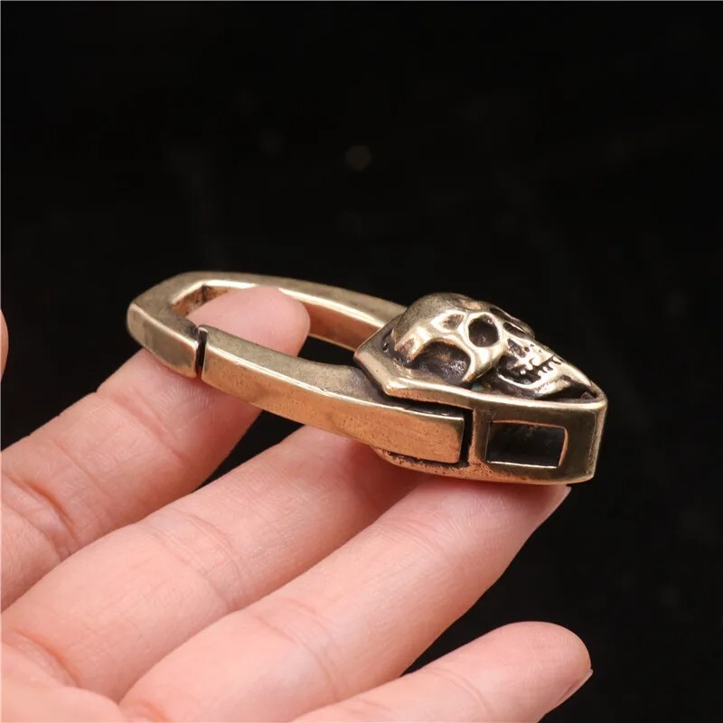 Vintage Punk Brass Skull Face Car Keychain Trinket Skeleton Key Chain ...