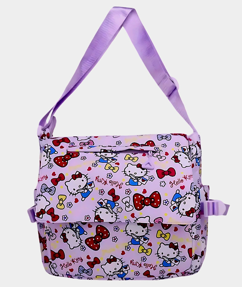 Hello Kitty Campus Messenger Bag Purple Cartoon Logo Flap JK School ...