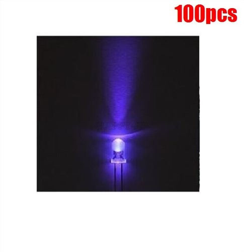 100Pcs F3 3Mm Round Ultra Violet Led Uv Light 395-400NM Purple Lamp ti ...