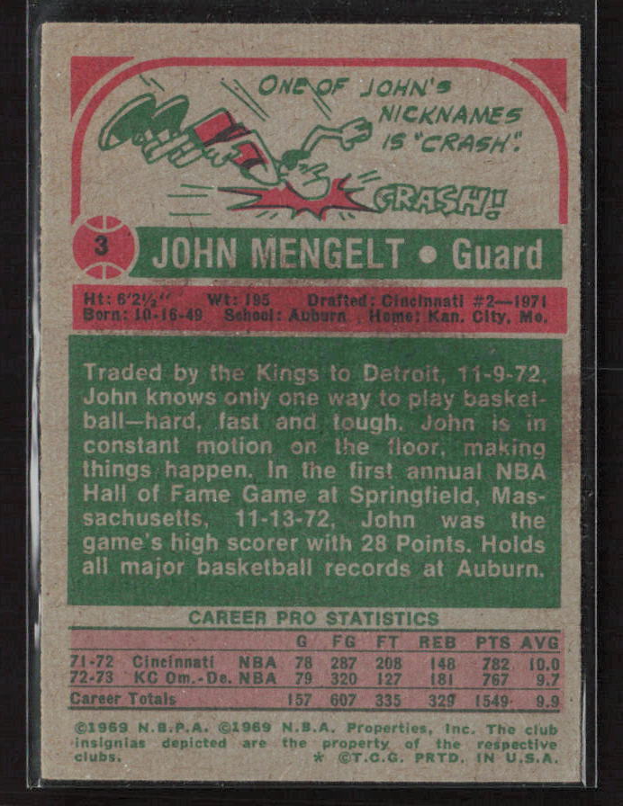 1973 Topps #3 John Mengelt Excellent | eBay