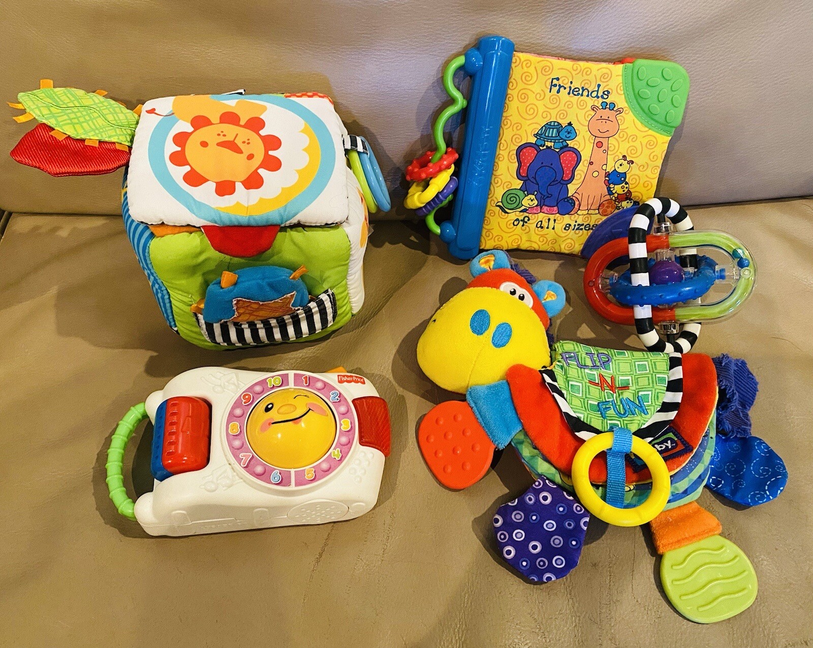 LOT of 5 Fisher Price Nuby Circus Camera Rattle Teether Book Cube Baby ...