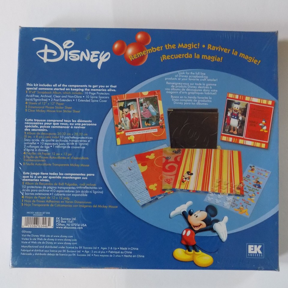 NEW Disney Mickey Mouse Scrapbook Kit 8x8" Album Pages Stickers Paper ...