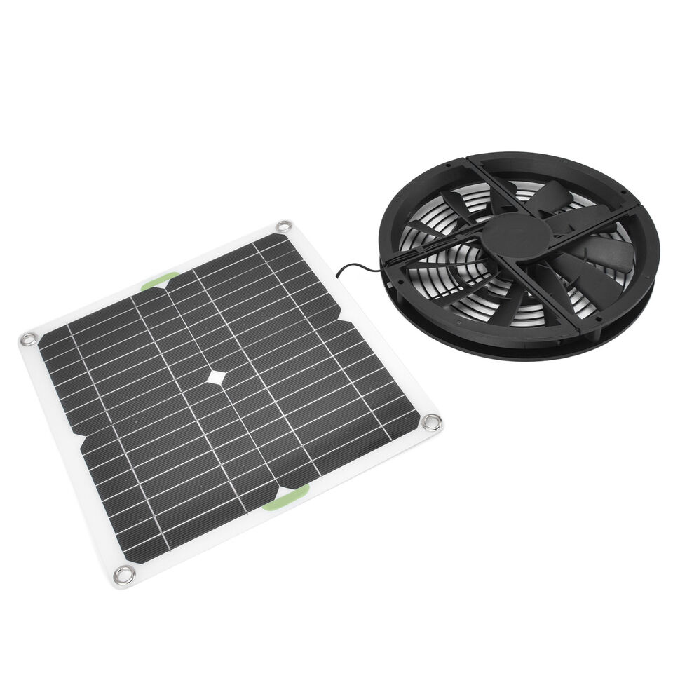 Solar Panel Fan Kit 10in 100W Solar Panel Round Ventilation Case ...