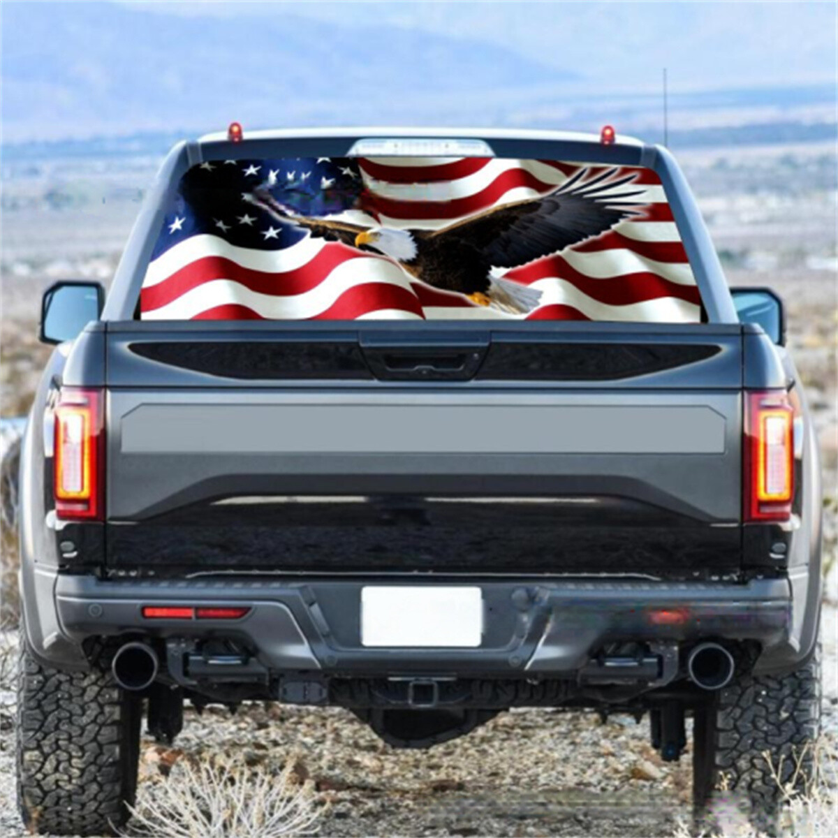 AMERICAN USA FLAG EAGLE PICK-UP TRUCK BACK WINDOW GRAPHIC DECAL ...