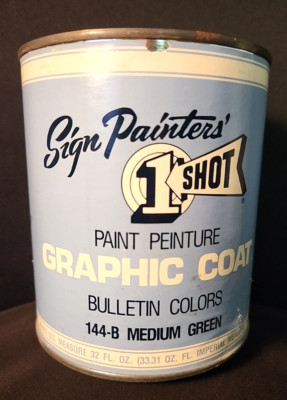1 Shot Paint Graphic Coat Bulletin Colors 144-B MEDIUM GREEN 1 Quart QT ...