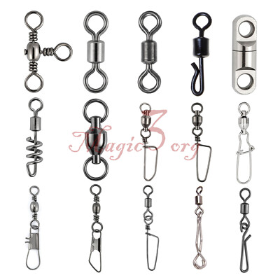 Rolling Barrel Swivels Heavy Duty Ball Bearing Snap Link Rings Sea Carp ...