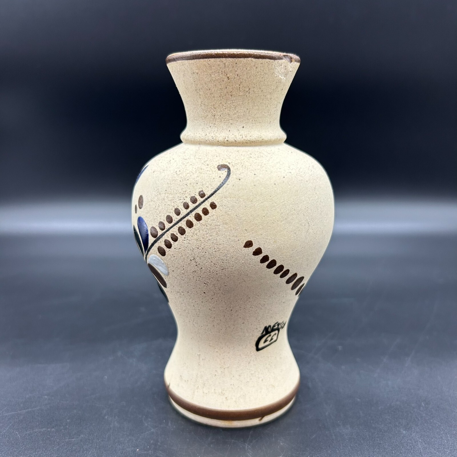 Tonala Pottery Sanded 6" Vase Hand Painted Birds Flowers Made in Mexico ...